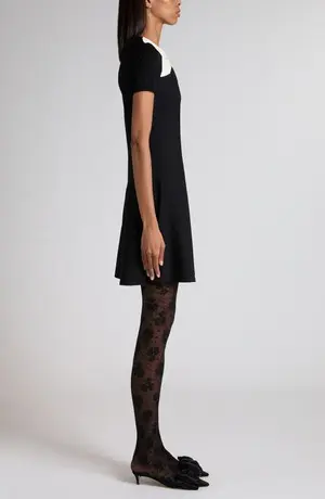 Valentino Garavani Bow Detail Knit A-line Sweater Dress - Black/ivory