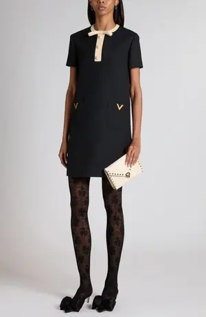 Valentino Garavani V-detail Crepe Couture Minidress