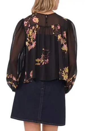 Vince Camuto Floral Pleat Front Top