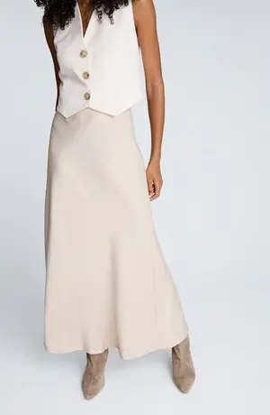 KENNETH COLE Flare Satin Maxi Skirt