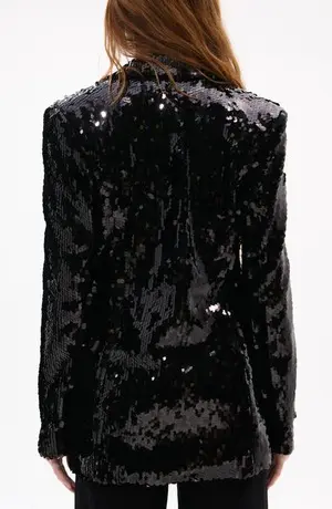 AZALEA WANG Sequin Blazer - Black