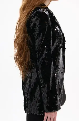 AZALEA WANG Sequin Blazer - Black