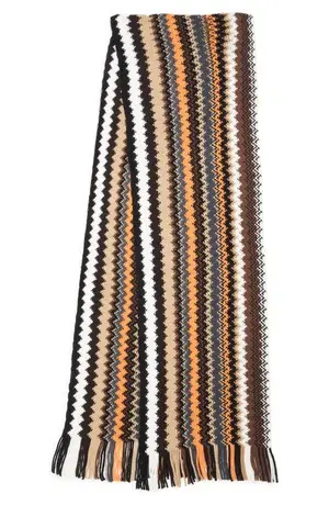 Missoni Zigzag Wool Scarf 0002 Brown Multi