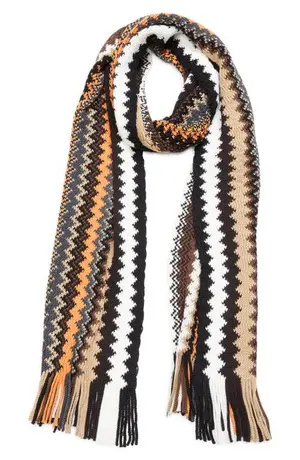 Missoni Zigzag Wool Scarf - 0002 Brown Multi