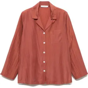 Mango Silk Pajama Shirt - Burnt Orange