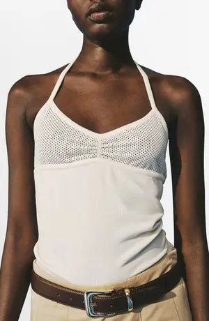 Mango Mesh Bodice Halter Top