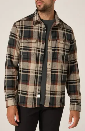 7 Diamonds Generation Plaid Stretch Flannel Button-up Shirt - Petrol Navy