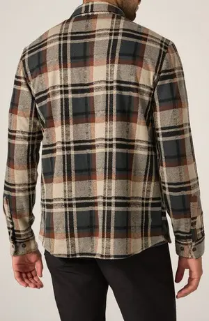7 Diamonds Generation Plaid Stretch Flannel Button-up Shirt - Petrol Navy