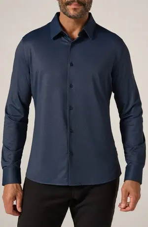 7 Diamonds Granger Wrinkle Resistant Performance Button-up Shirt - Midnight