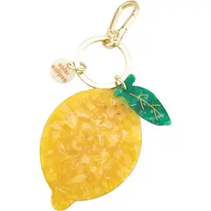 SOLAR ECLIPSE Hand-painted Lemon Keychain Bag Charm - Yellow