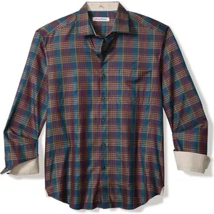 Tommy Bahama Bordeaux Plaid Cotton & Silk Button-up Shirt - Dark Sangria