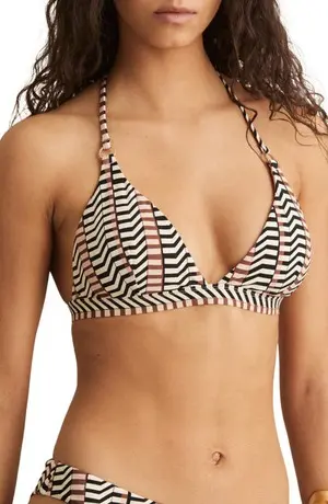 REISS Charlie Triangle Bikini Top - Black/brown