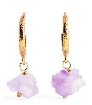 HERMINA ATHENS Gold-plated And Amethyst Hoop Earrings - Purple