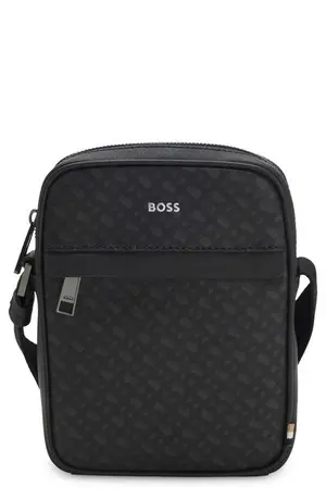 Hugo Zair Bonded Leather Crossbody Bag - Black
