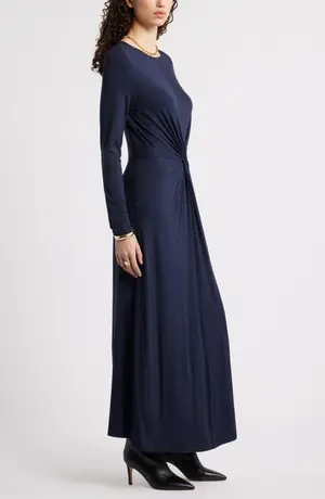 Nordstrom Twist Front Jersey Maxi Dress - Navy Night