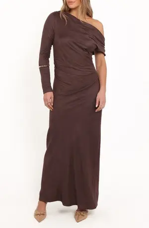 PETAL & PUP Olympia Off-the-shoulder Long-sleeve Dress