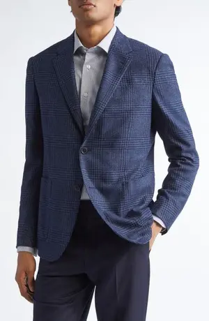 Zegna Trofeo Plaid Wool-cashmere Sport Coat - Blue/dark Blue