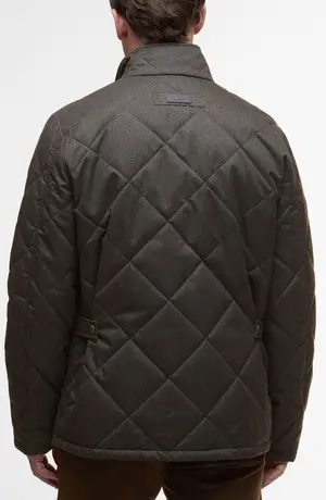 Barbour Shoveler Herringbone Quilted Jacket - Dark Olive