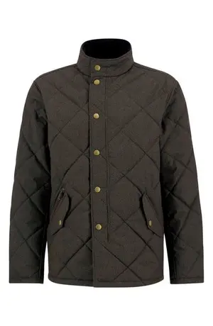 Barbour Shoveler Herringbone Quilted Jacket - Dark Olive