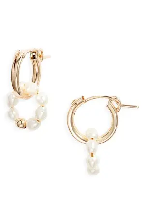 SET & STONES Pearl Halo Hoop Earrings - Gold