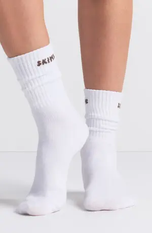 SKIMS 3-pack Logo Rib Crew Socks - Snow
