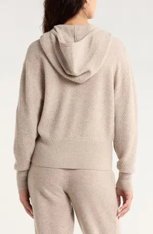 Zella Wool And Cashmere Zip-up Hoodie - Tan Oxford Heather