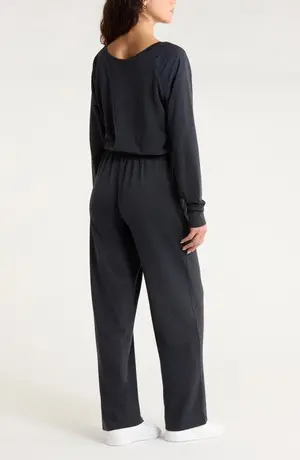Zella Restore Soft Cozy Long Sleeve Jumpsuit - Black