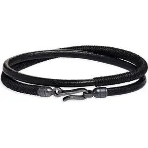 Caputo & Co Leather Double Wrap Bracelet - Black