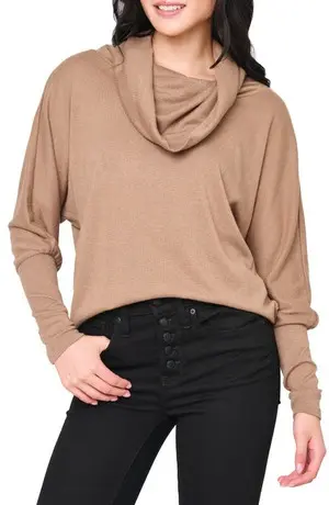 GIBSONLOOK Cowl Neck Sweater - Mocha Mousse