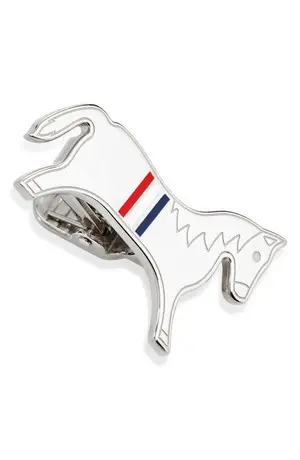 Thom Browne Horse Sterling & Enamel Tie Clip - Silver