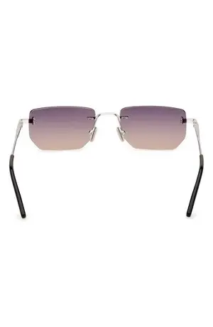 TOM FORD Ethan 53mm Geometric Sunglasses - Shiny Palladium/smoke Lens