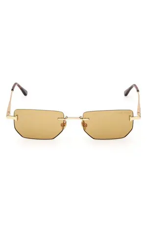 TOM FORD Ethan 53mm Geometric Sunglasses Yellow Gold/vicuna Lens
