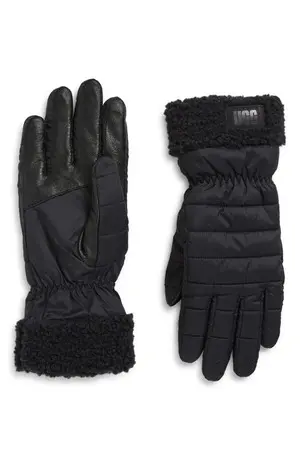 UGG UGG(r) A.W. Uggfluff Cuff Gloves Black