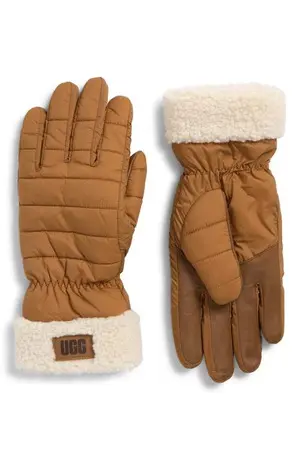 UGG A.w. Uggfluff Cuff Gloves - Chestnut