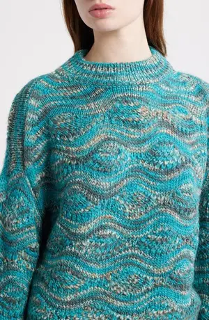 Treasure & Bond Space Dye Novelty Stitch Sweater - Blue Melange
