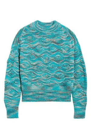 Treasure & Bond Space Dye Novelty Stitch Sweater - Blue Melange