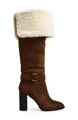 Jeffrey Campbell Nestle Knee High Boots - Brown Crinkle Beige