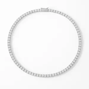 DONATELLO GIAN Round Cut Crystal Tennis Necklace - Silver