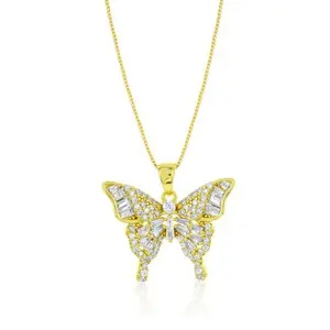 DONATELLO GIAN Crystal Butterfly Pendant Necklace - Gold