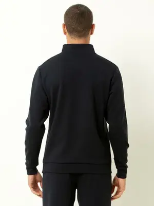 SINGLE STITCH Classic 1/4 Zip Sweatshirt - Deep Navy