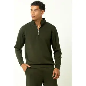 SINGLE STITCH Classic 1/4 Zip Sweatshirt - Olive