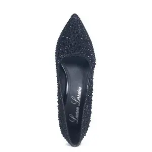 LAUREN LORRAINE Rhinestone Embellished Pointed Toe Pumps - Black