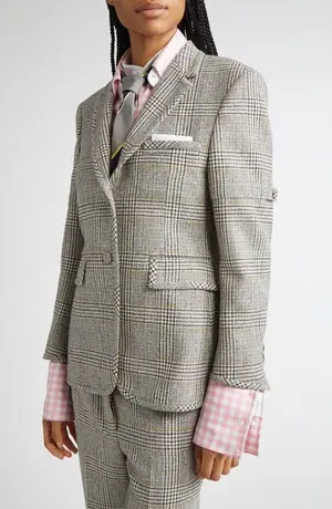 Thom Browne Pow Glen Plaid Tweed Blazer - Black/white