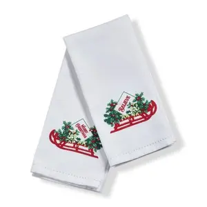 TAG Holly Leaf Sled Christmas Guest Towel Multicolor Cotton - Multicolored