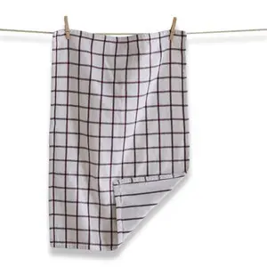 TAG Classic Reversible Plum Windowpane Cotton Dishtowel - Purple