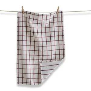 TAG Classic Double Rust Windowpane Cotton Dishtowel - Brown