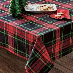 TAG Christmas Plaid Tablecloth Multi Cotton Machine Washable