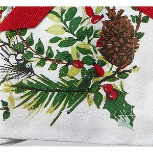 TAG Winter Sprig Cotton Tablecloth Multicolor Christmas Design