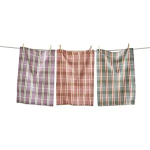 TAG Sierra Plaid Cotton Dishtowel Set Of Three For Fall - Multicolored