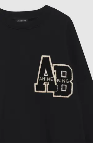 ANINE BING Miles Oversized Sweatshirt Letterman - Black